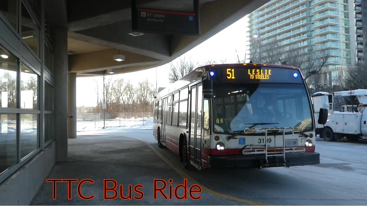 Toronto TTC 51 Leslie Bus Ride - Eglinton Ave East to Leslie Station 1/15/2023 - YouTube