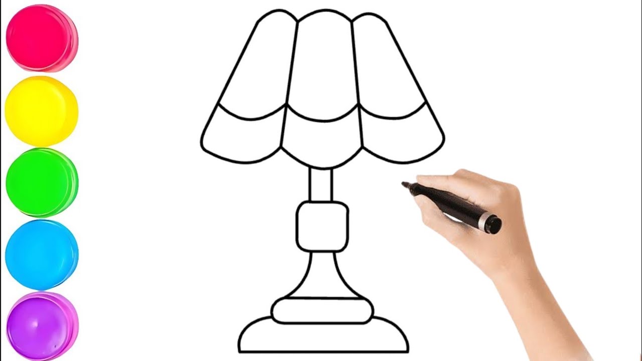 How to draw a Table Lamp step by step | Lamp drawing for kids | Table ...
