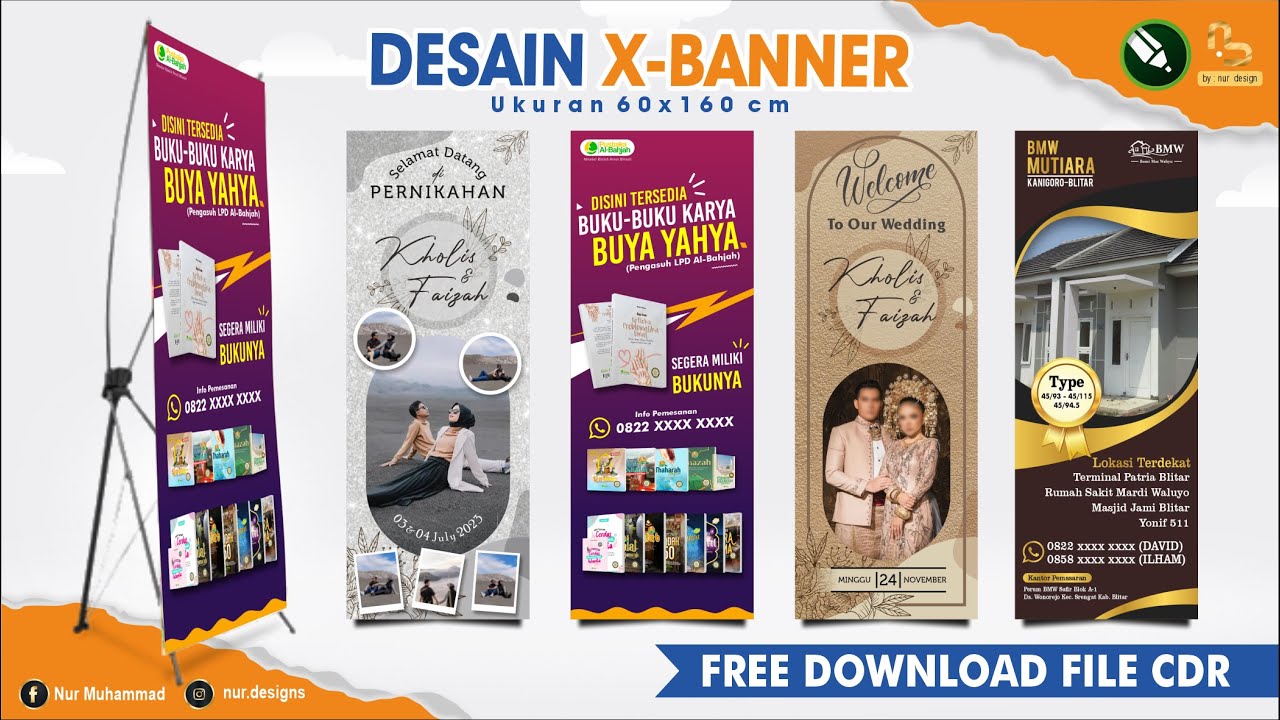 FREE DOWNLOAD Desain X-Banner Coreldraw - Nur Designs - YouTube