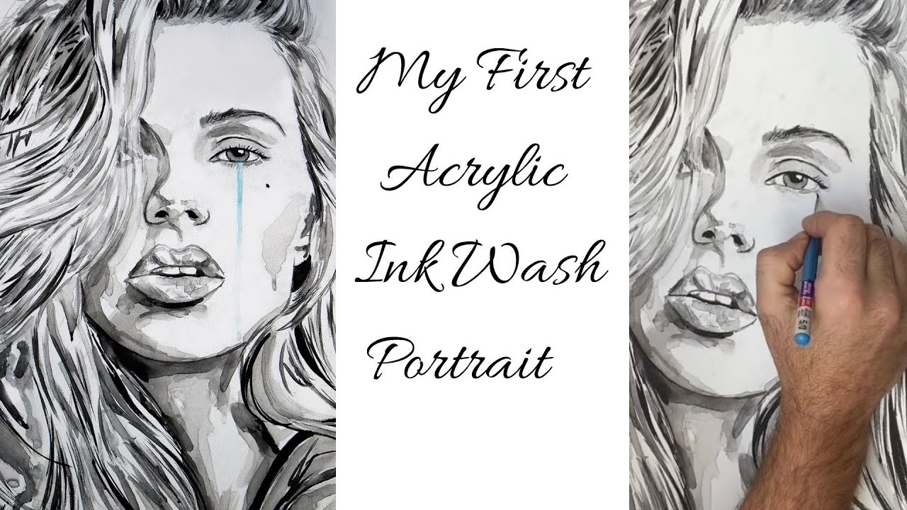HOW TO PAINT AN INK WASH PORTRAIT - YouTube