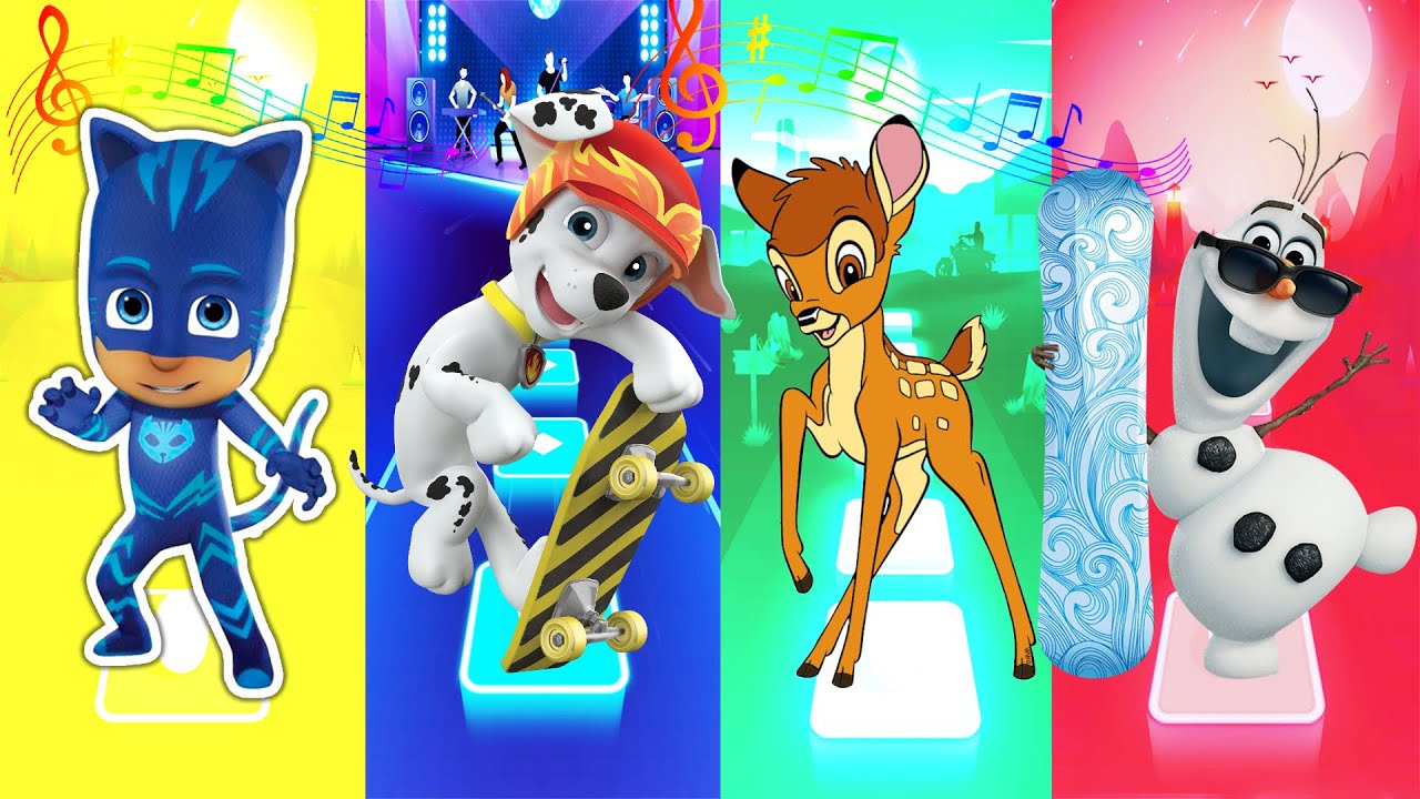 🔴 PJ Masks 🆚 Paw Patrol 🆚 Bambi 🆚 Olaf | Tiles Hop EDM Rush - YouTube