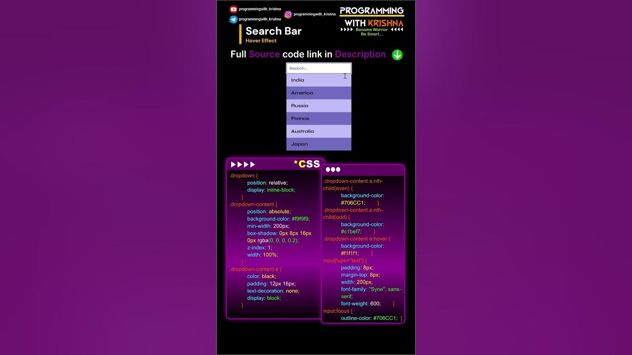 Search Bar Html Css Js Programmingwithkrishna Html Css Cssanimation Learnwebdev