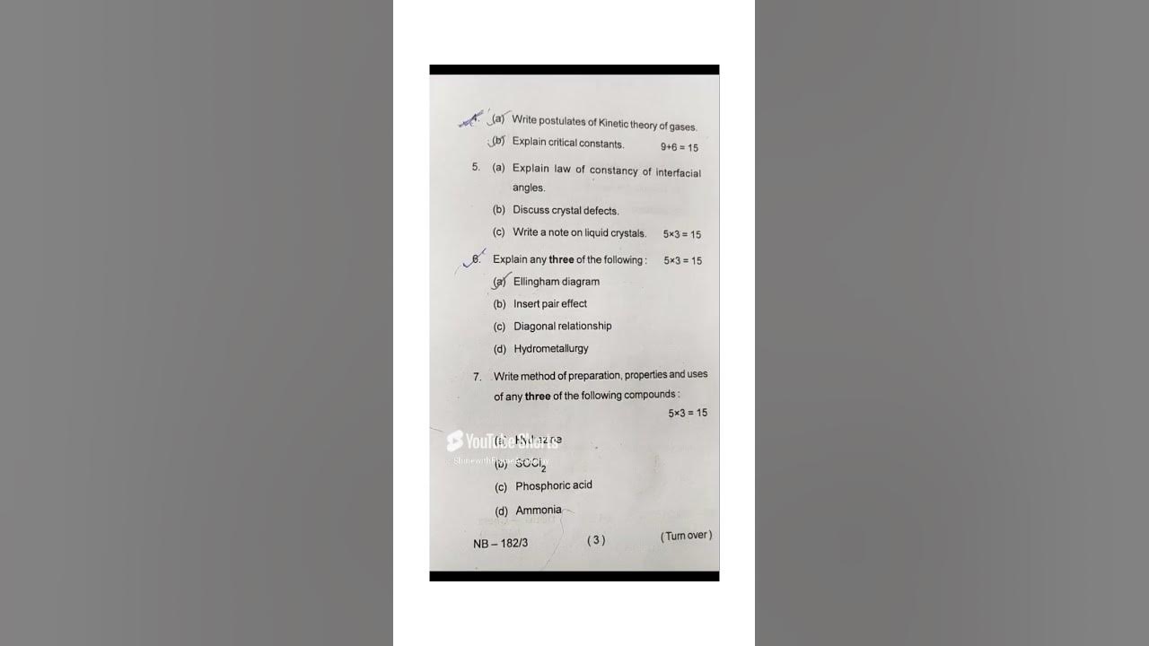 Bsc Chemistry GE 1,2,3,4 Previous year question paper| Chemistry ...