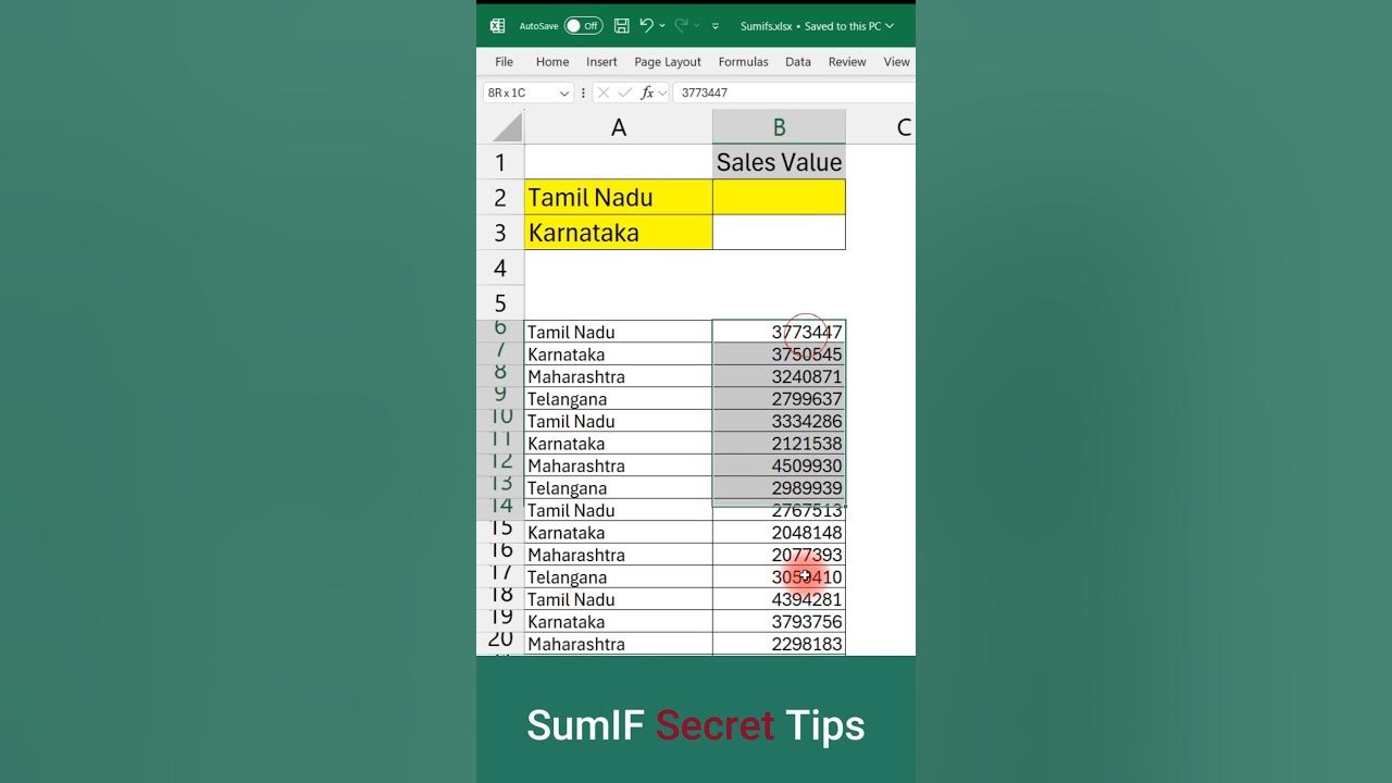 Excel Tips Seamless Quickly Use Sumif Function Excel Exceltips Exceltricks Shorts Formula