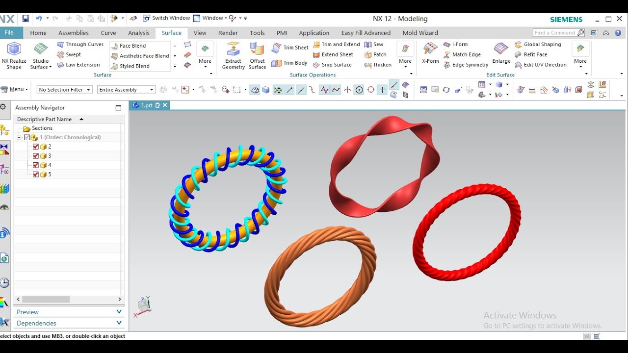 #Bracelet by #swept command in NX - YouTube