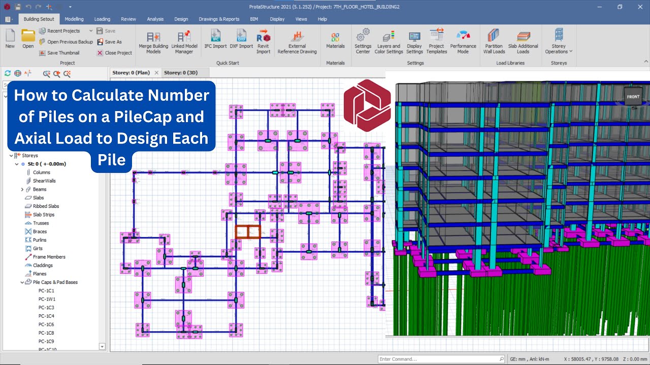 PROTASTRUCTURE NUMBER OF PILES ON PILECAP AND LOADS ON EACH PILE ...