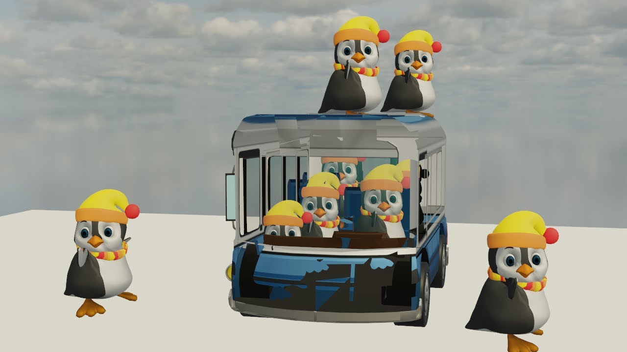 Penguins playying with Bus | Animal Songs | Songs for Children - YouTube