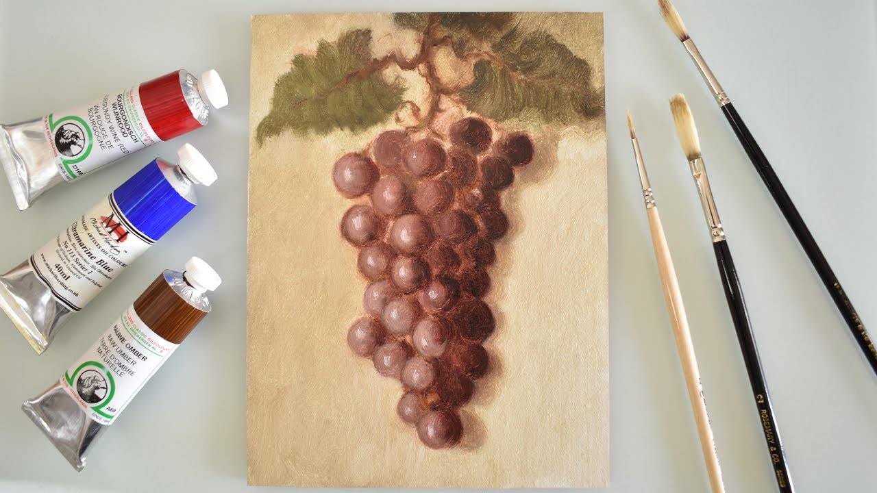 How to paint GRAPEVINE / Time-lapse / Easy grapes painting ideas for ...
