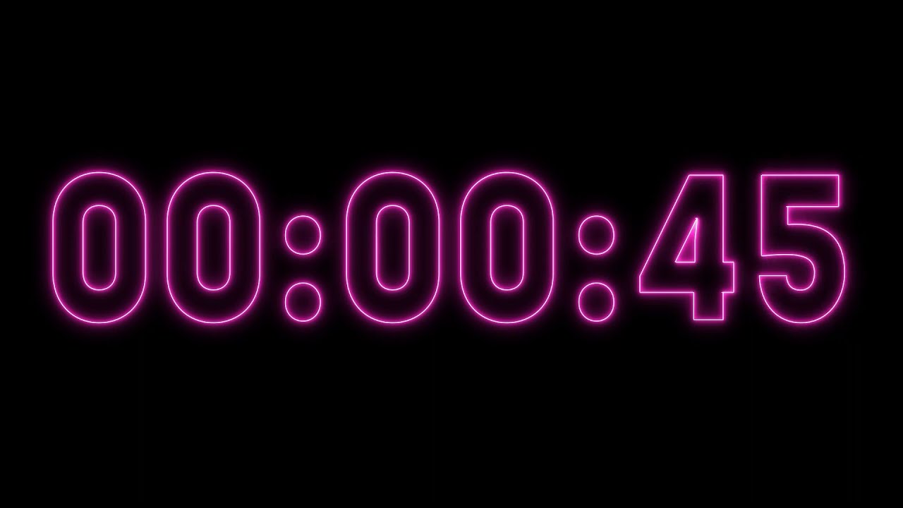 Violet neon timer 45 seconds (countdown) - YouTube