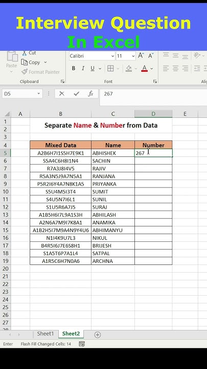 Shorts Separate Text And Number In Excel Shortvideo Excelforfreshers Shortsfeed