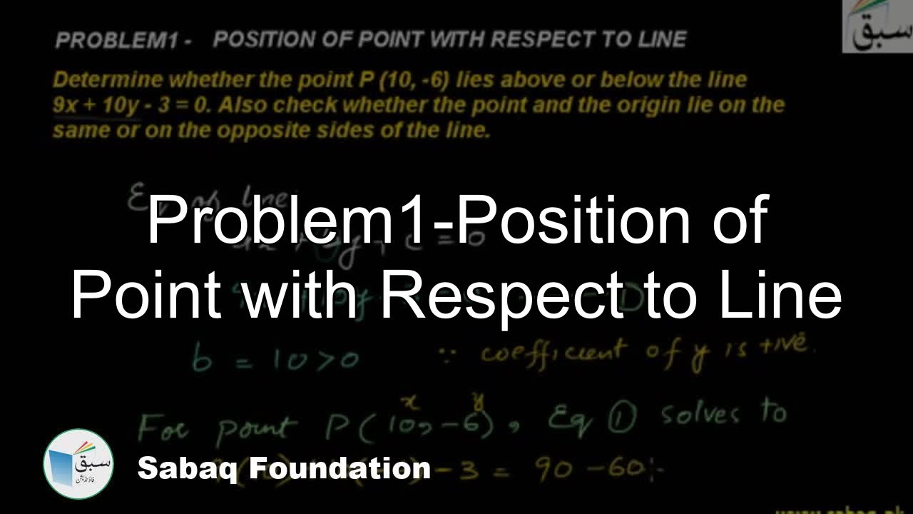 Problem1-Position of Point with Respect to Line, Math Lecture | Sabaq ...