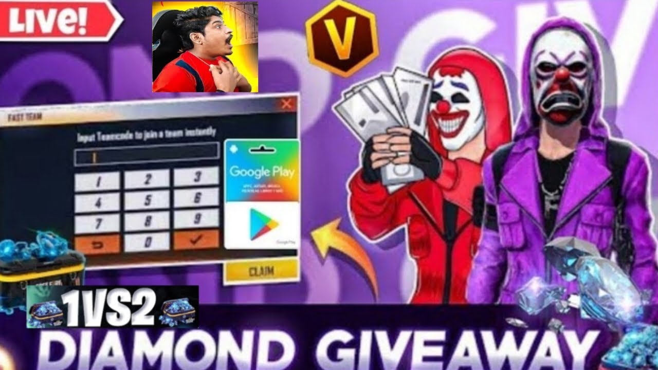FREE FIRE LIVE DIAMONDS GIVEAWAY - YouTube