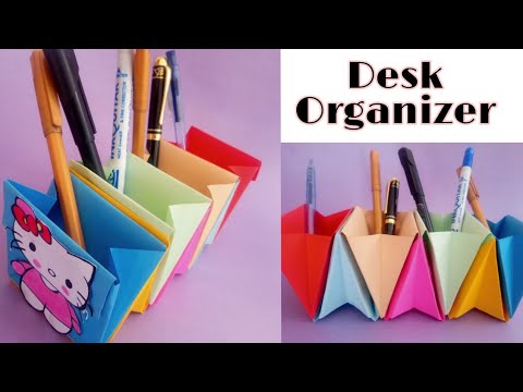 DIY Desk Organizer || Easy Origami Paper Craft || Back To School - YouTube