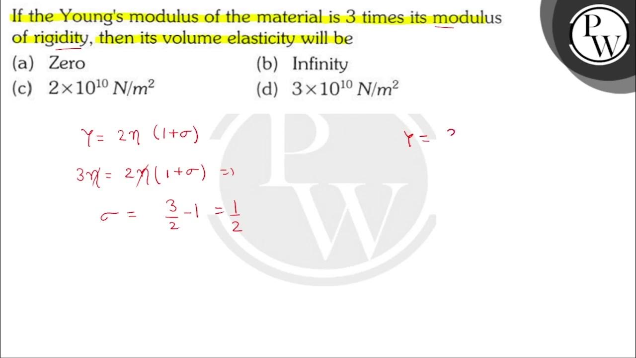 If the Young's modulus of the material is 3 times its modulus of ...