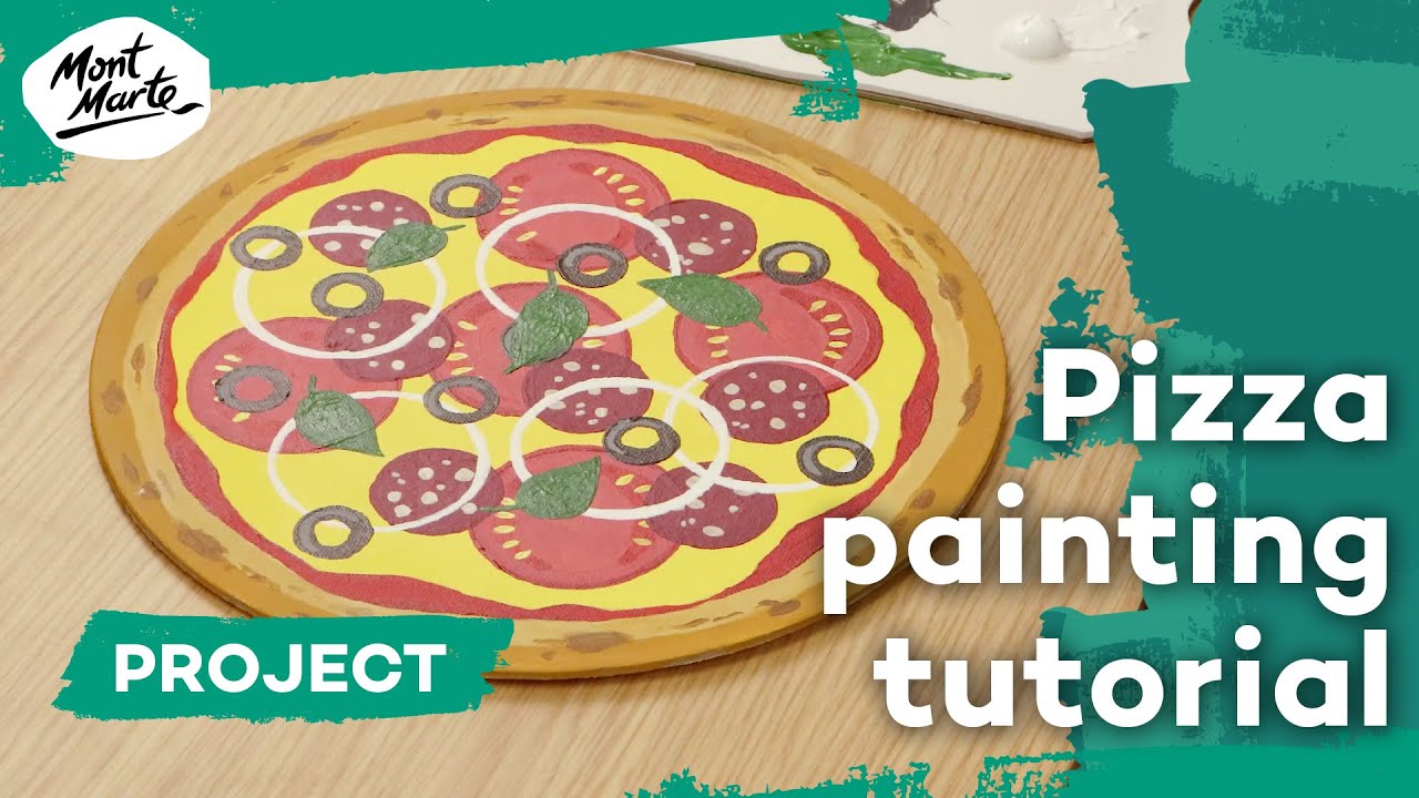 How to paint pizza on a round canvas - YouTube