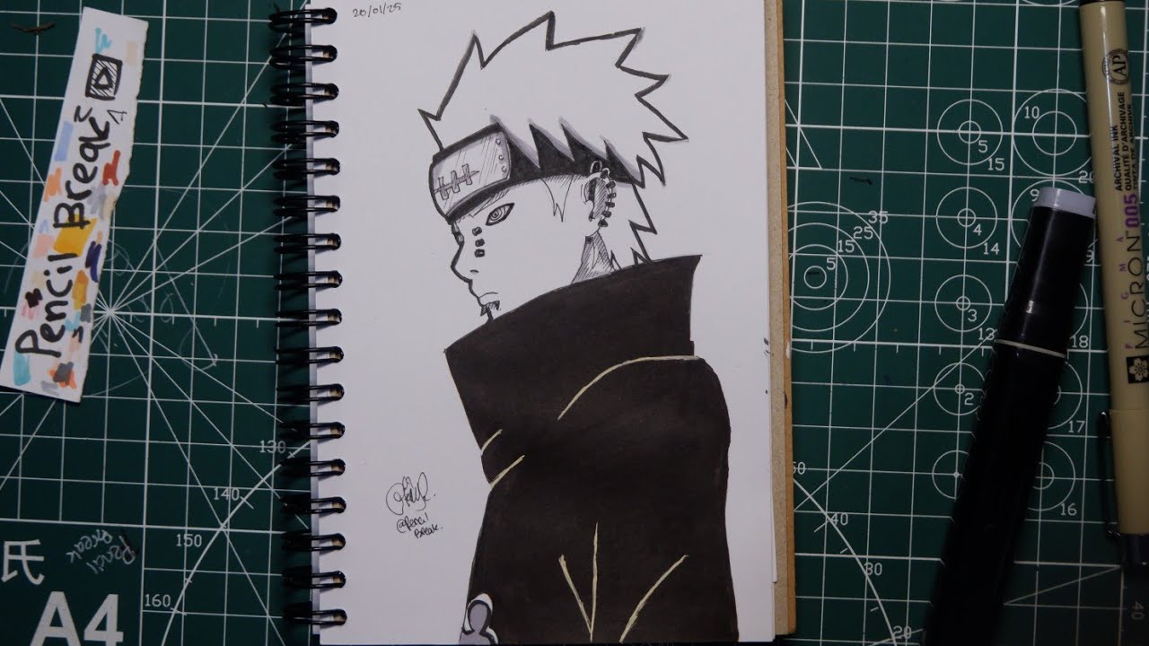 🔴 How to Drawing PAIN AKATSUKI proses with pencil & pen only - YouTube
