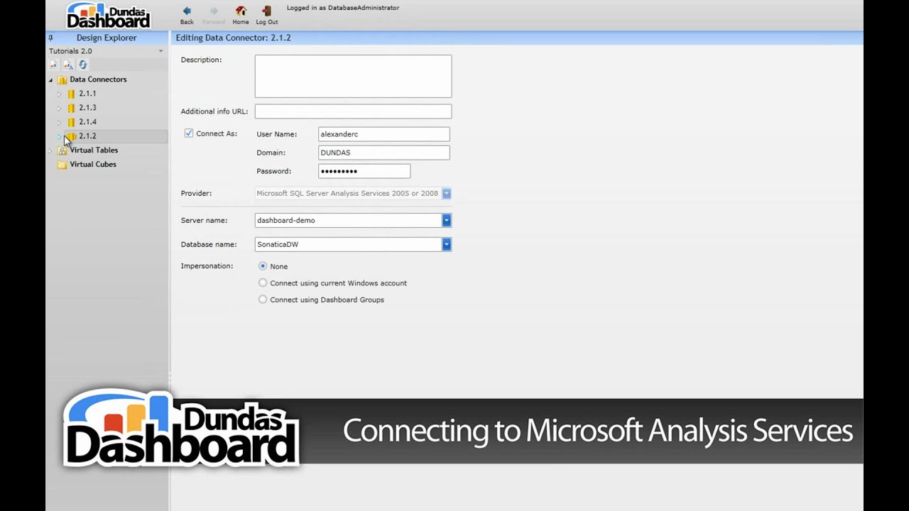 2.1.2 Connect to Microsoft SQL Server Analysis Services - Dundas Dashboard Tutorials Series 2 ...