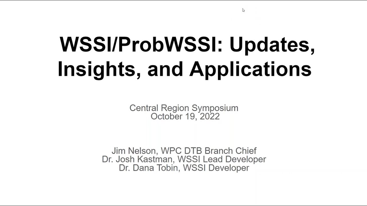 WSSI/ProbWSSI: Updates, Insights, and Applications - YouTube