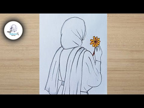 Hijab girl drawing tutorial - step by step drawing / Hijabi girl ...