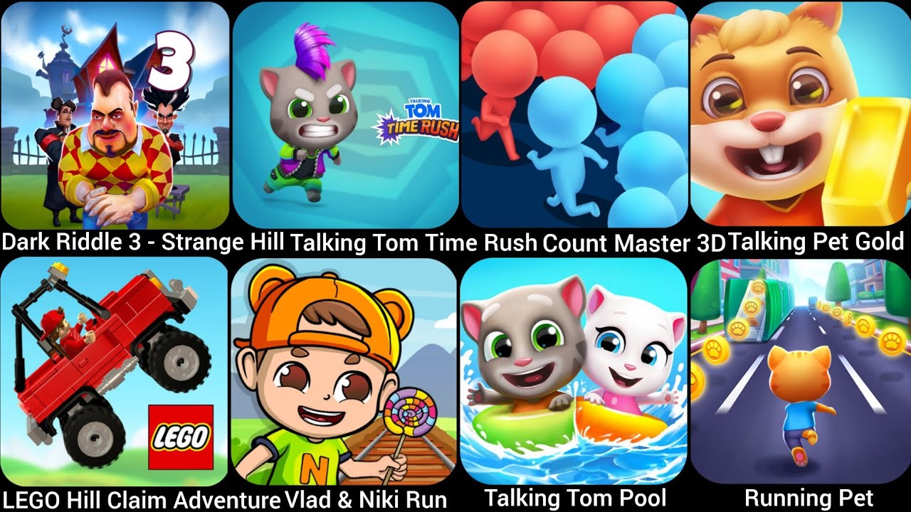 Dark Riddle 3,Count Master 3D,Talking Tom Pool,Running Pet,LEGO Hill ...