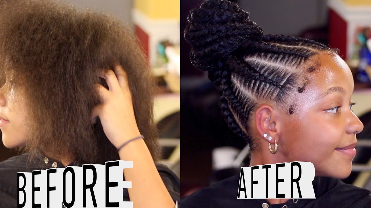 💋 Stitch Braids Cornrows Updo - YouTube
