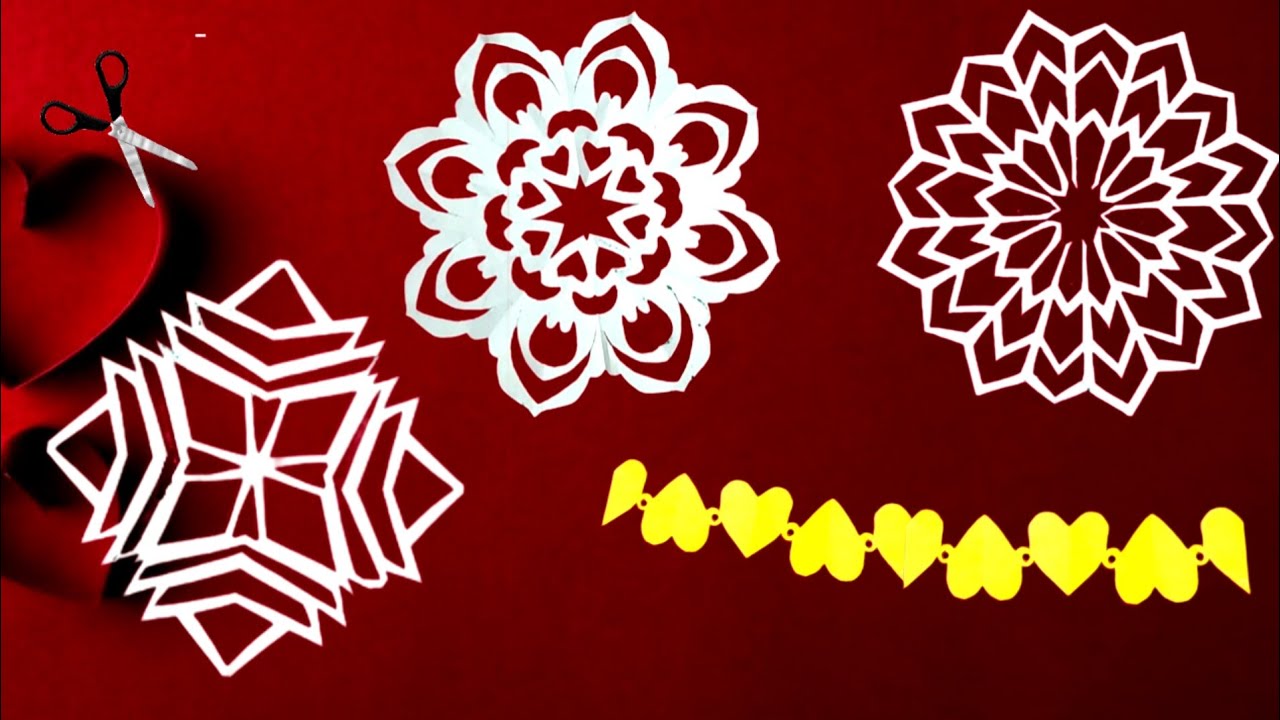 5 paper rangoli designs ️||paper rangoli cutting||paper rangoli cutting ...