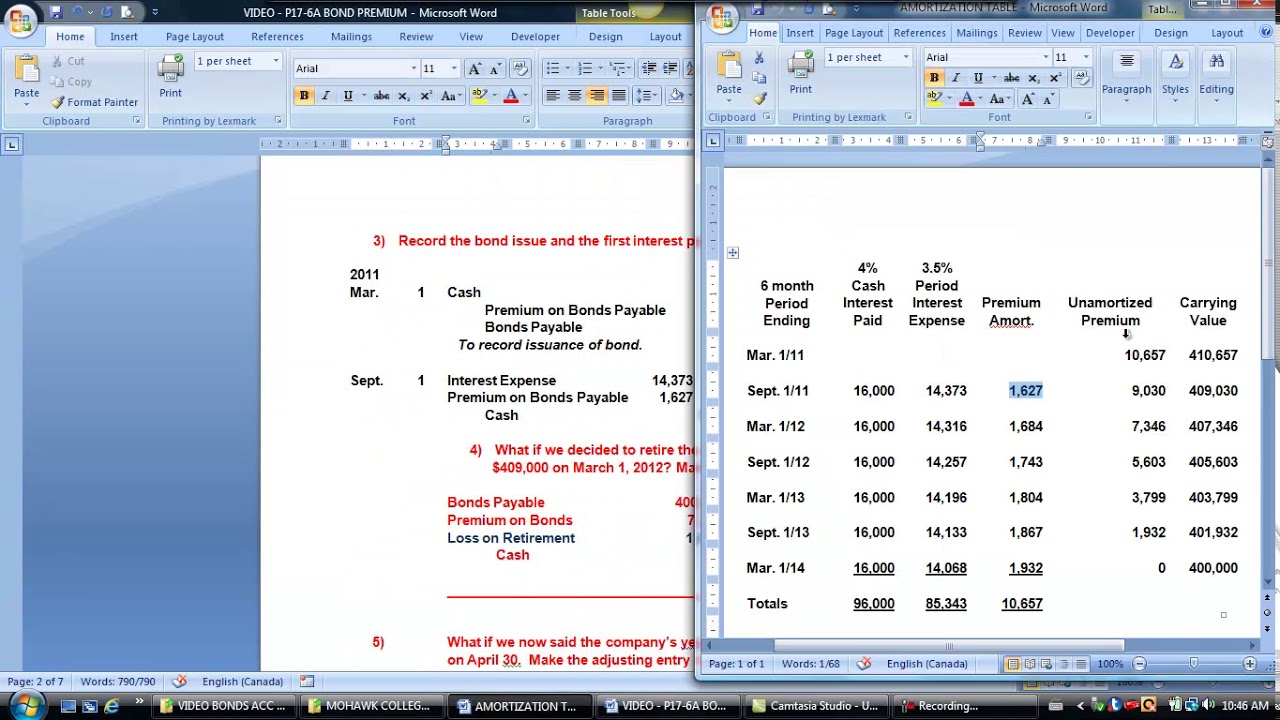 BOND PREMIUM PART 1 (ACCRUALS AND BALANCE SHEETS 2011) - ENTRIES ...