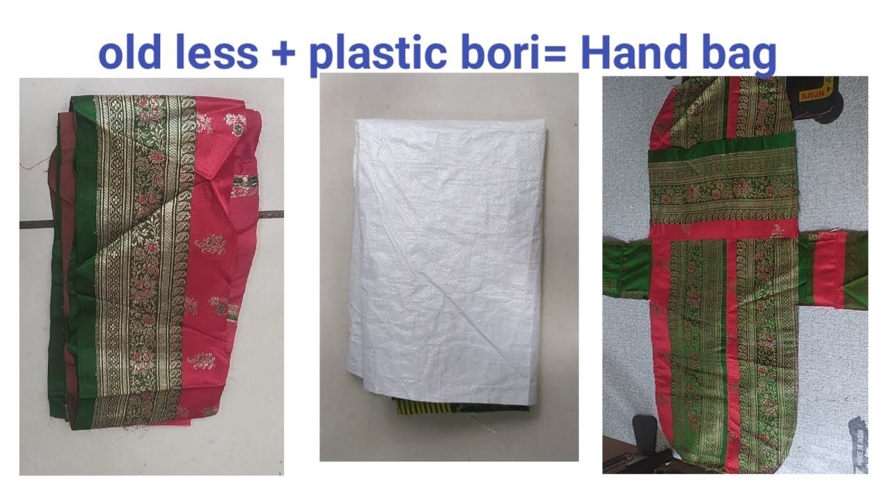 DIY//115//Plastic bori+Old less =Hand bag making idea//Gauri vrat ...