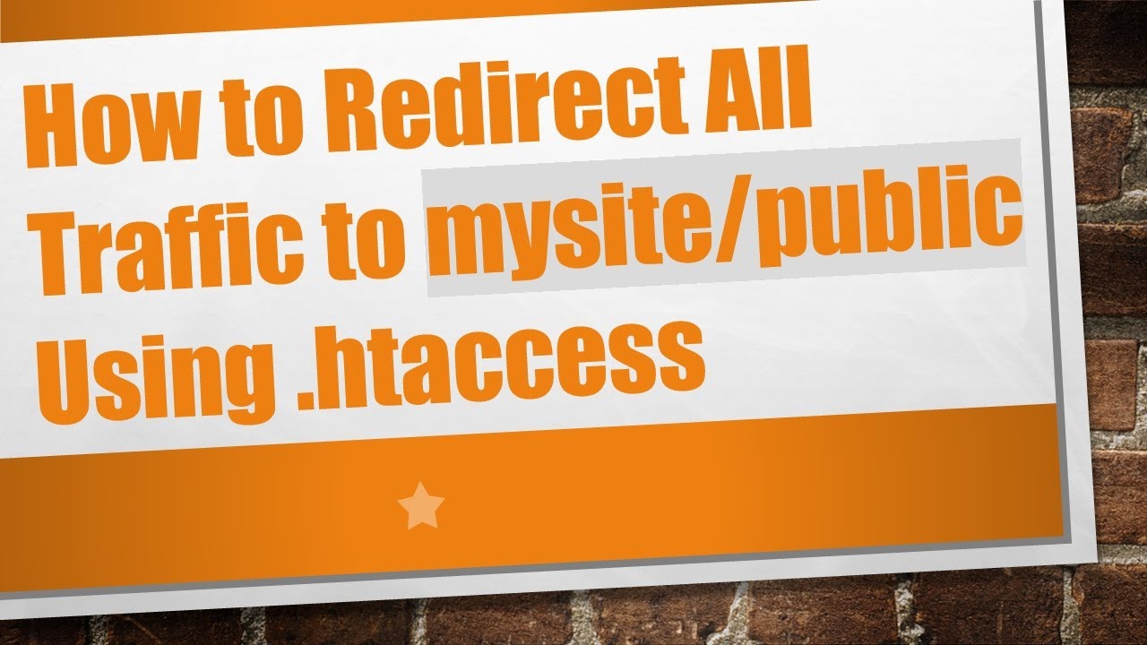 How To Redirect All Traffic To Mysitepublic Using Htaccess Youtube