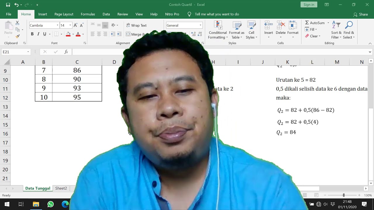 Statistika Penelitian # 9 # a (Contoh) Tata Letak (quartil, desil, persentil) menggunakan Excel ...