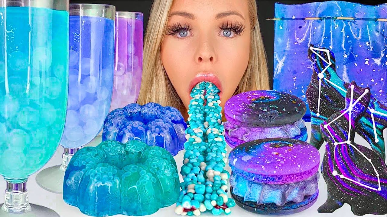 ASMR GALAXY DESSERTS, BASIL SEEDS JELLY, GALAXY COOKIES, MACARONS ...