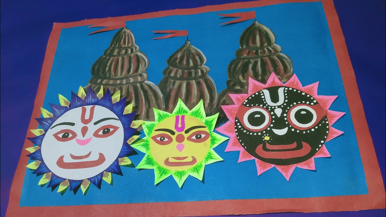 Jagannath drawing from colour paper, kolaj Jagannath, drawing art easy ...