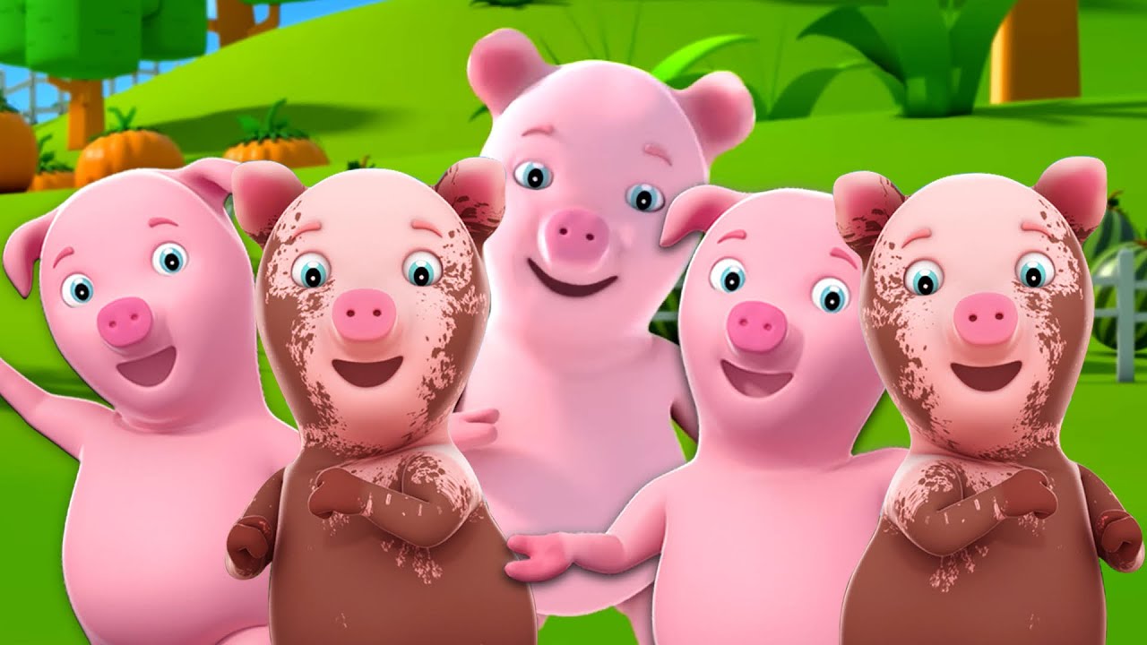 Five Little Piggies Jumping On The Bed Song for Children by Kids Tv ...