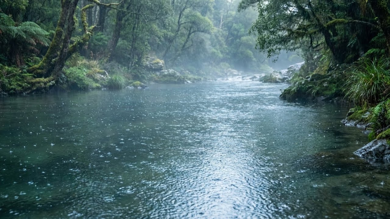 Soft River Flow & Gentle Rain Drizzle – Deep Relaxation Nature Ambience ...