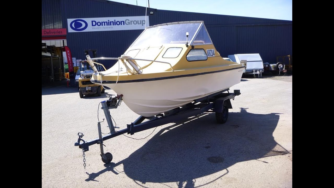 GA1164 - Derben 5.3m Half Cabin Cruiser Fibreglass Boat with Trailer ...