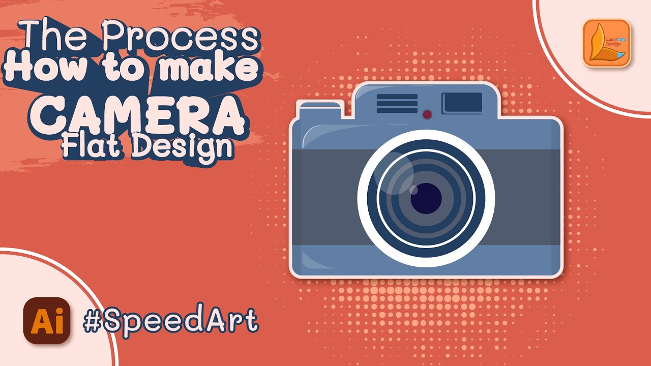 #16 The Process of How I Created Camera Flat Design Adobe Illustrator # ...