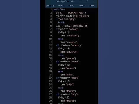 Simple Zodiac Sign Python Code #python #code #shorts - YouTube