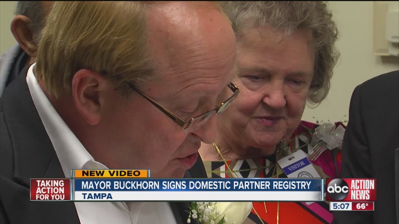 Bob Buckhorn signs domestic partnership registry - YouTube