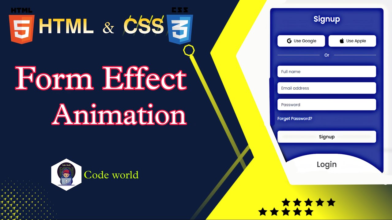 Form Effect Animation Program Using Html And Css Html Css Javascript Youtube