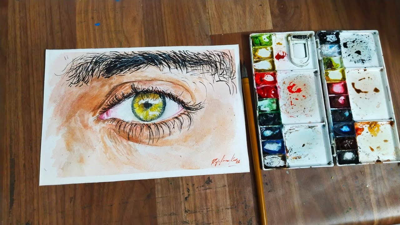 Realistic watercolor eye painting tutorial | eye watercolor painting ...