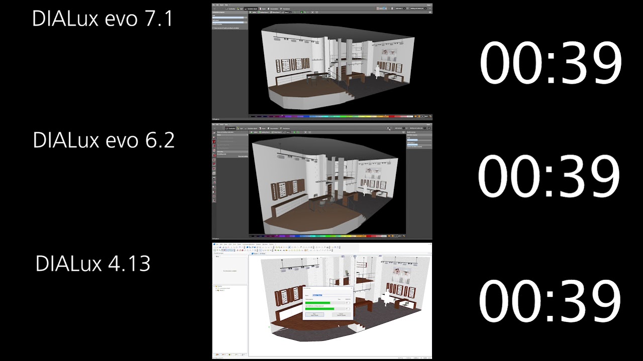 Speed test: DIALux evo vs. DIALux 4 - YouTube