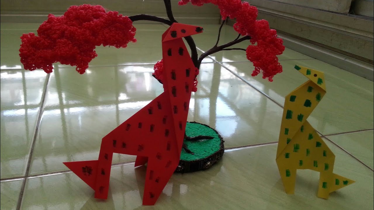 Cara membuat jerapah dari kertas origami - YouTube