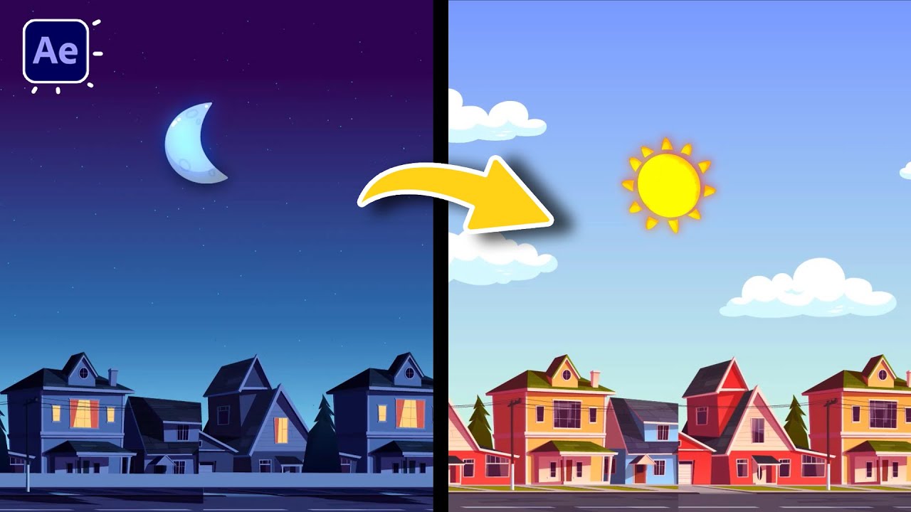 Night to Morning Animation in After Effects Tutorials - YouTube