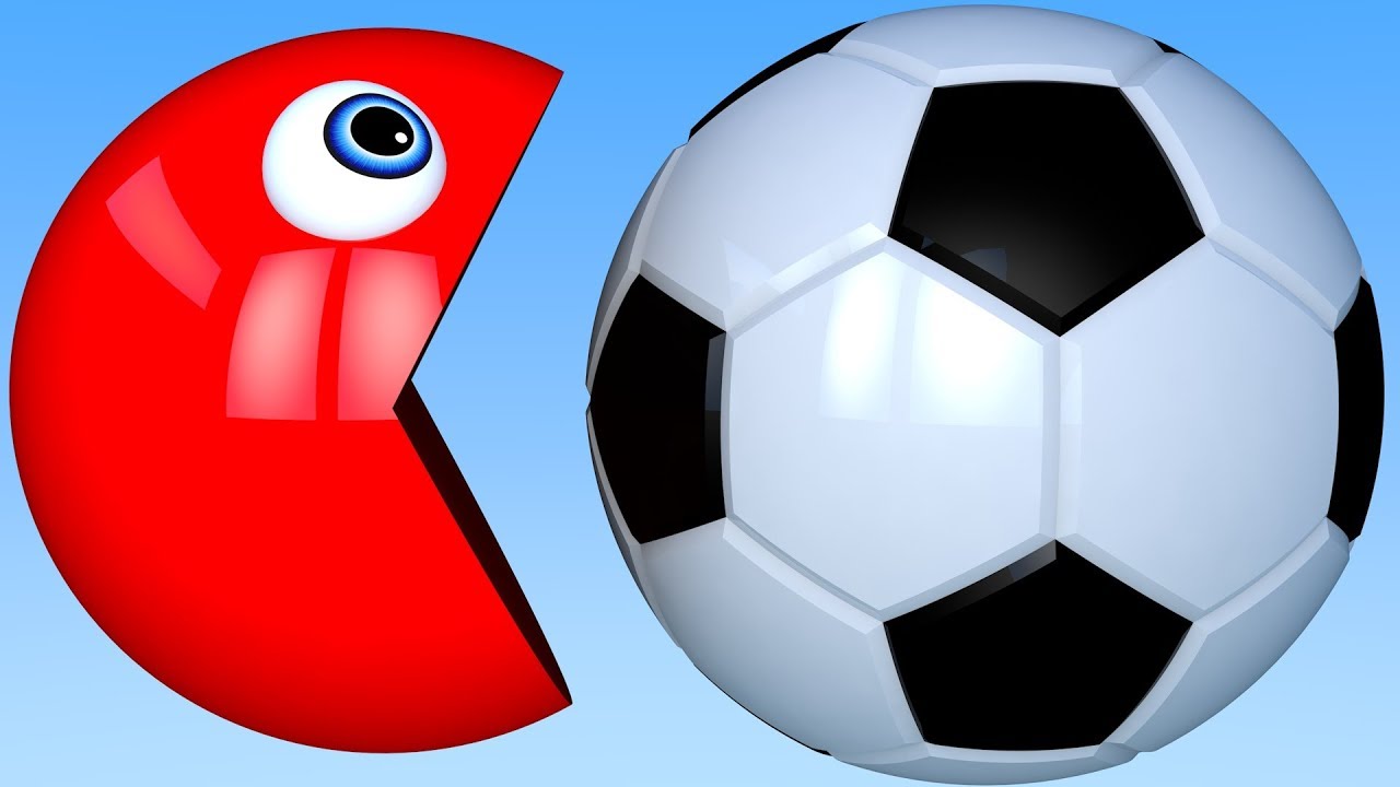 Learn Colors with PACMAN and 3D Soccer Ball for Kid Children - YouTube