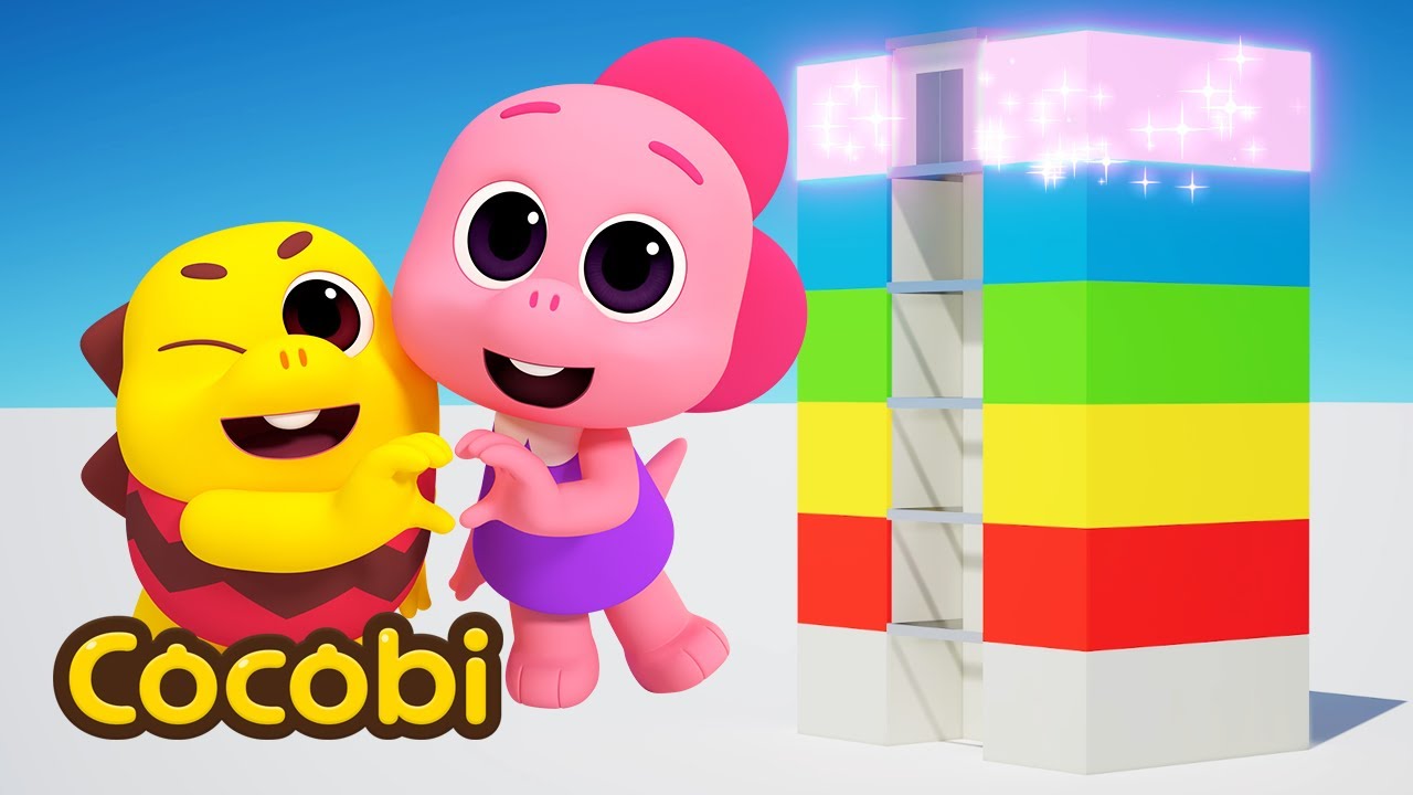 Take the Elevator and Go up the Rainbow Building🌈 Color Videos for Kids ...