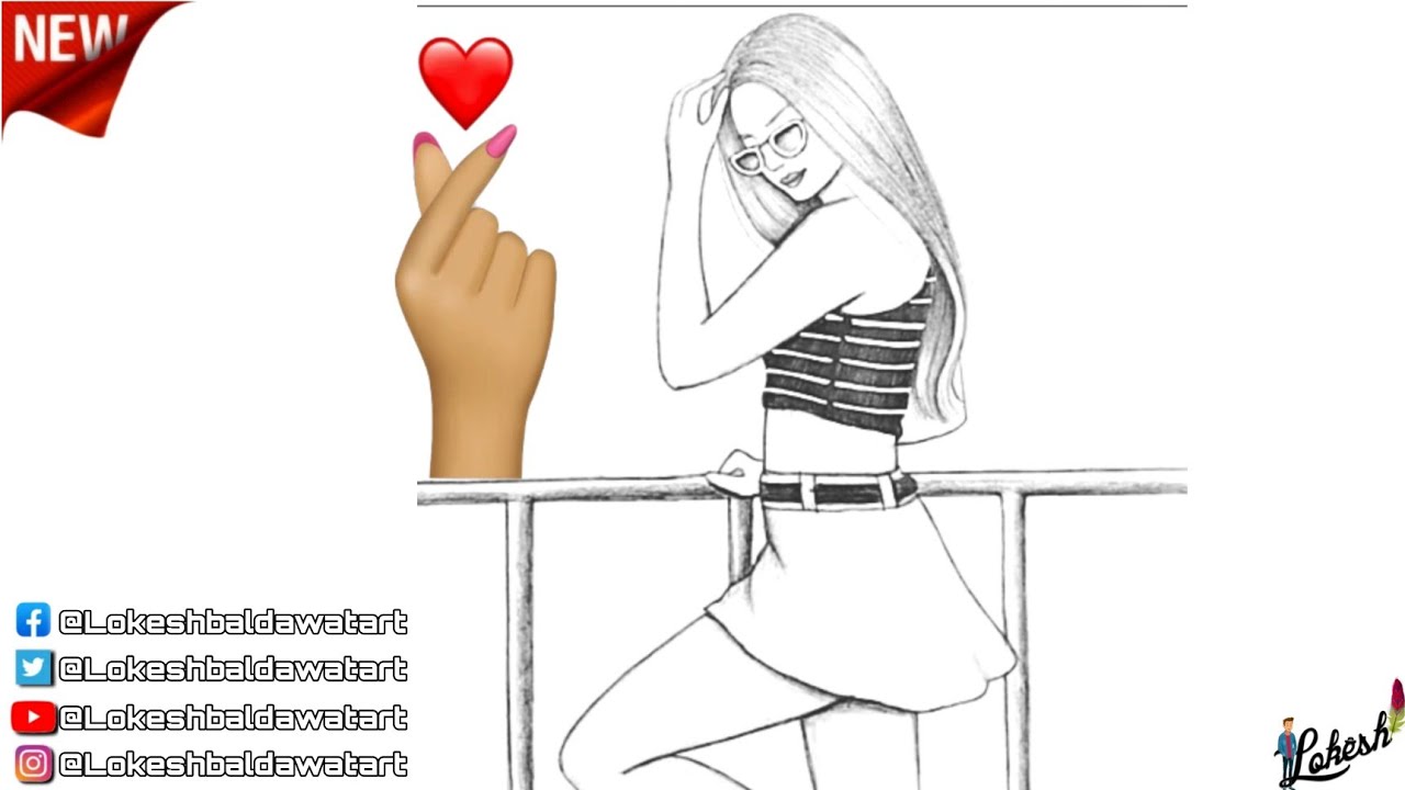 How to draw Tshert pent Girl easy drawing||follow along drawing lesson ...