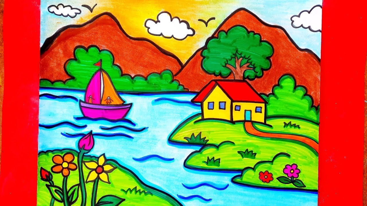 How to Draw Scenery Drawing! | Scenery Drawing Easy for Beginners - YouTube