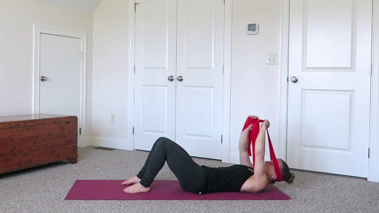 Supine banded chin tuck & rotation - YouTube