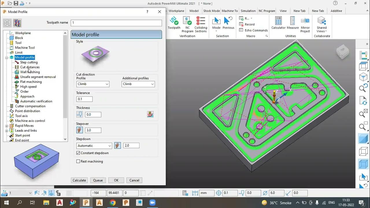 Powermill Step By Step Tutorial Day-8 model profile v/s constant z finishing - YouTube