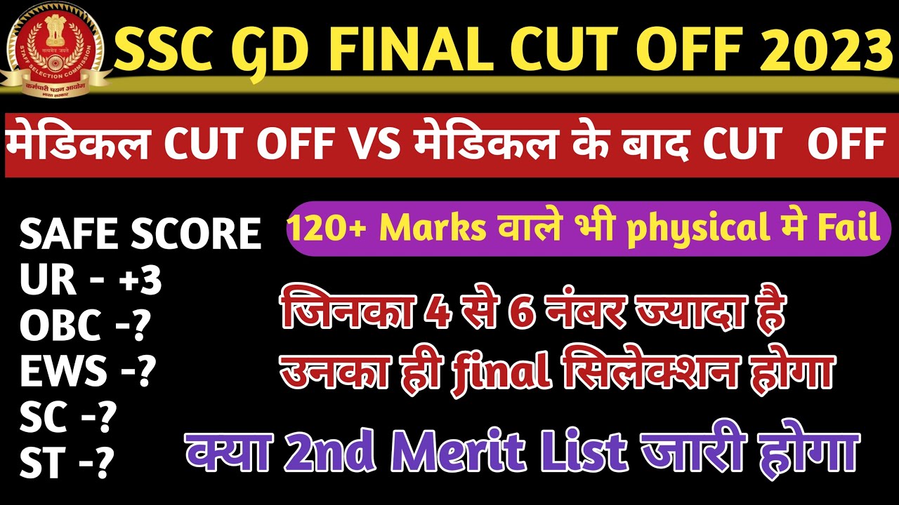 SSC GD FINAL CUT OFF 2023 I SSC GD MEDICAL CUT OFF I SSC GD CUT OFF ...
